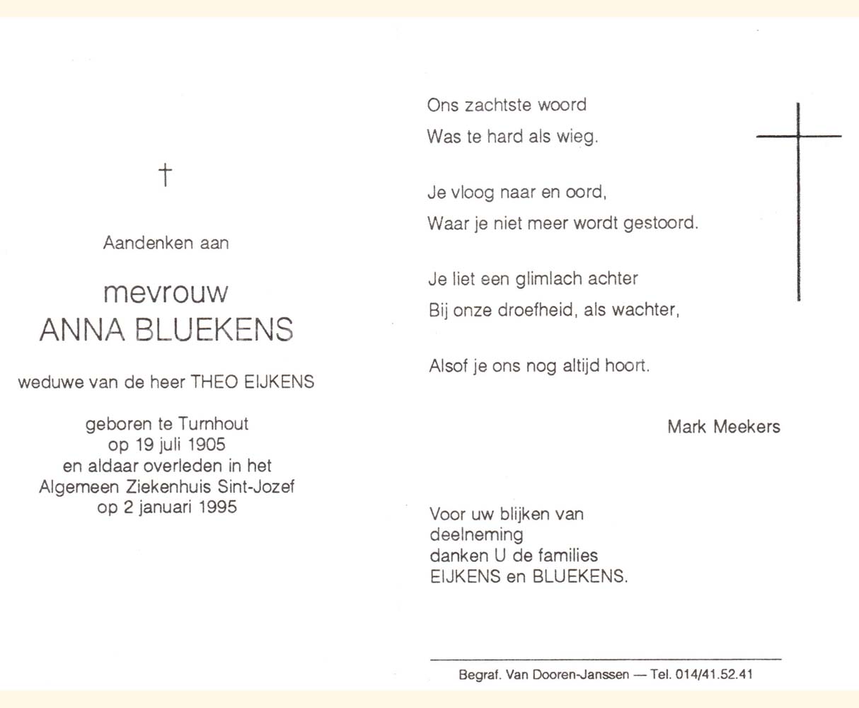 Turnhout van Vroeger - Familie Bluekens