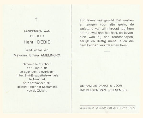 Turnhout van Vroeger - Familie Debie