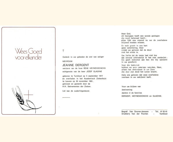 Turnhout van Vroeger - Familie Dergent