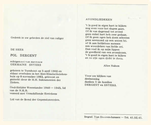 Turnhout van Vroeger - Familie Dergent