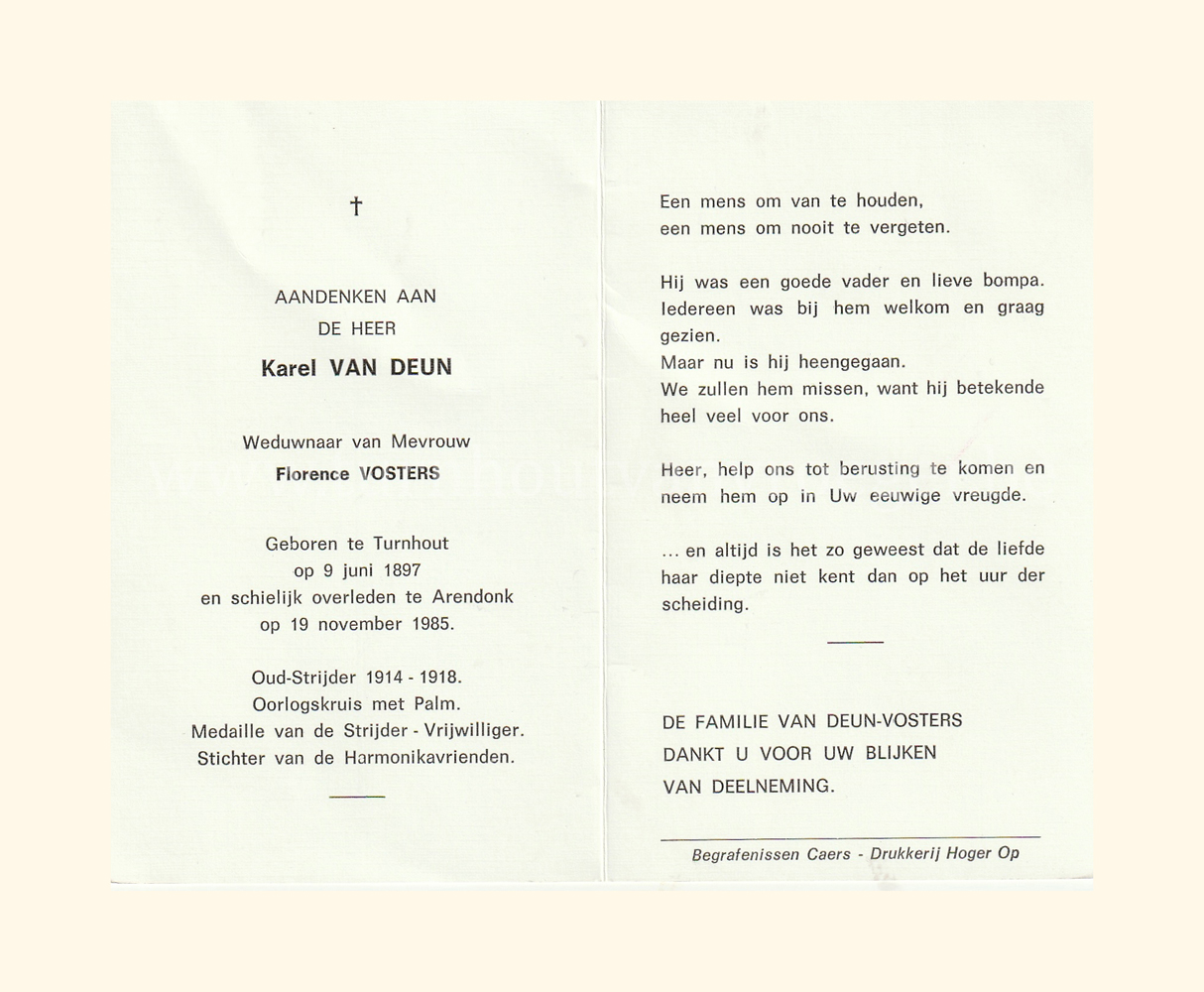 Turnhout van Vroeger - Familie Van Deun